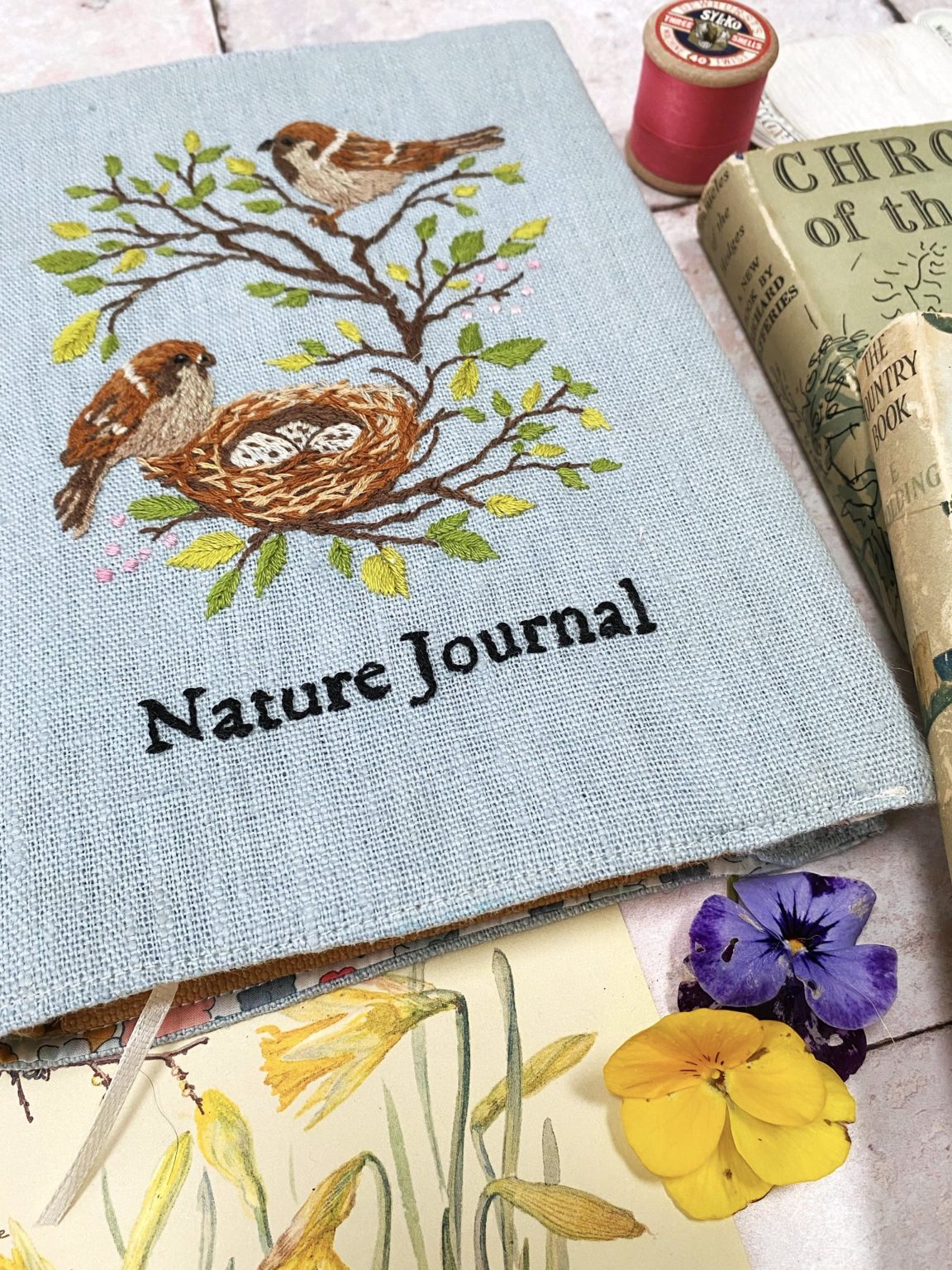 Nesting Sparrows Embroidered Journal Cover – Bustle & Sew